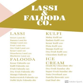 Menu at Lassi & Falooda Co., Hyderabad, 1-99/4