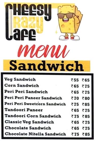 Menu of Cheesy Crazy Cafe, Wakad, Pune