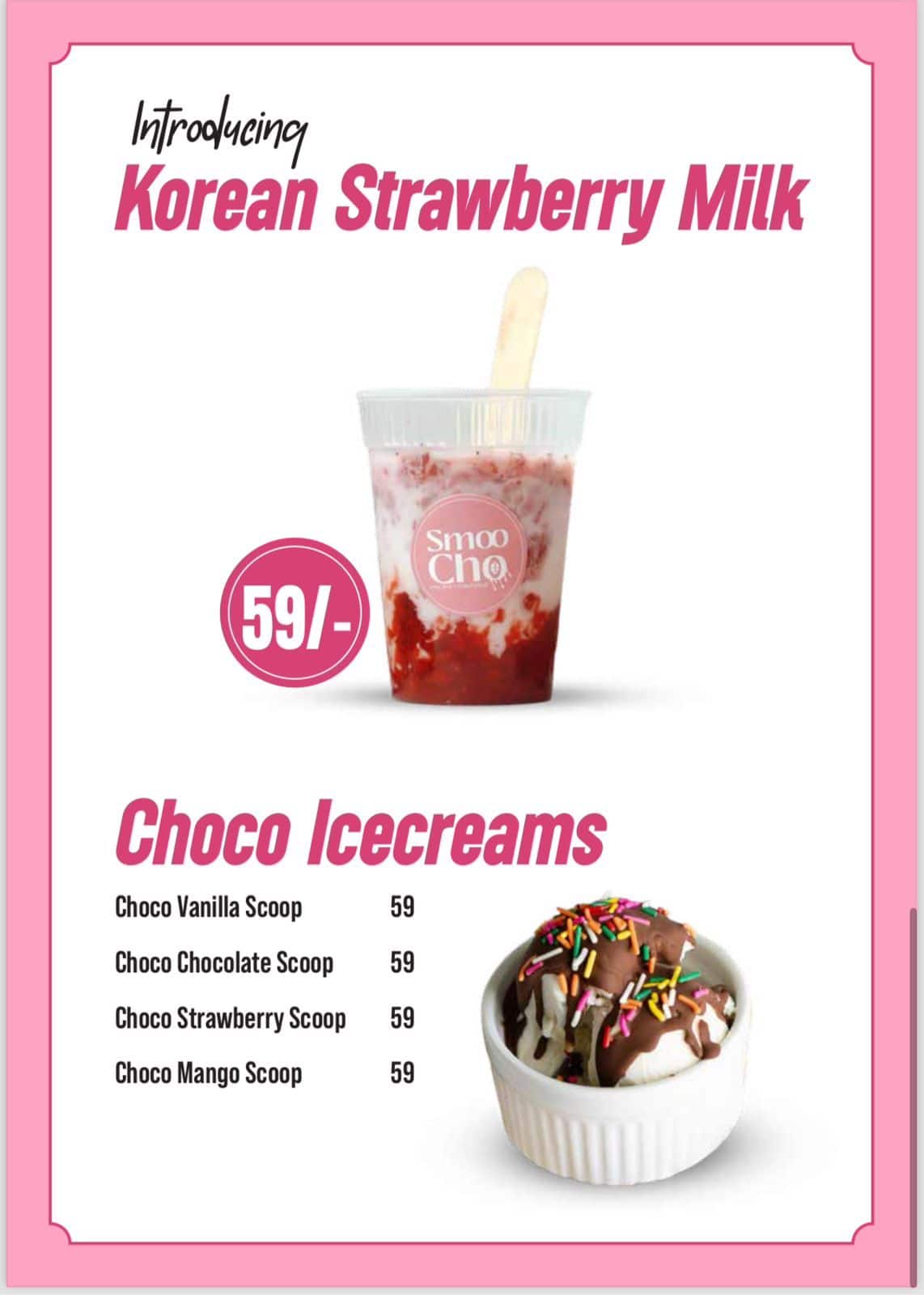 Menu of Smoocho, Koramangala 7th Block, Bangalore