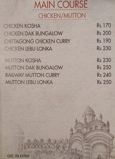 Menu at Madly Bangalee, New Delhi, A- 385