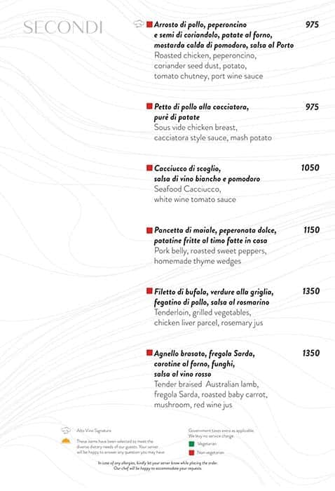 Menu at Alto Vino - JW Marriott Pune, Pune