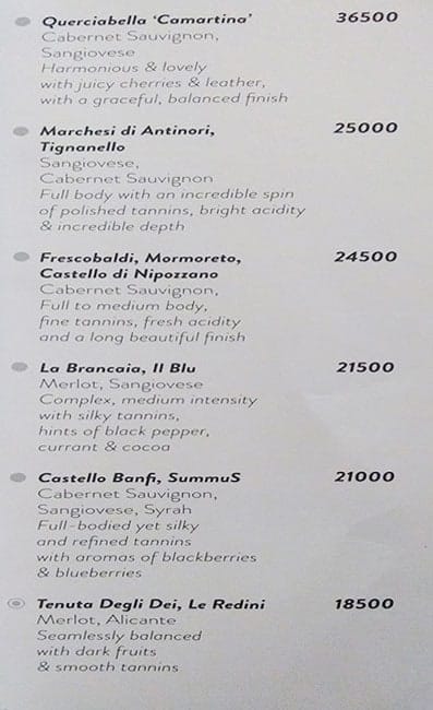 Menu at Alto Vino - JW Marriott Pune, Pune