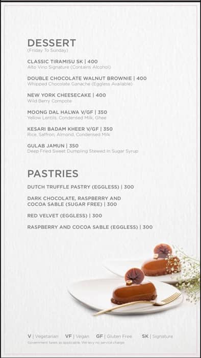 Menu at Alto Vino - JW Marriott Pune, Pune
