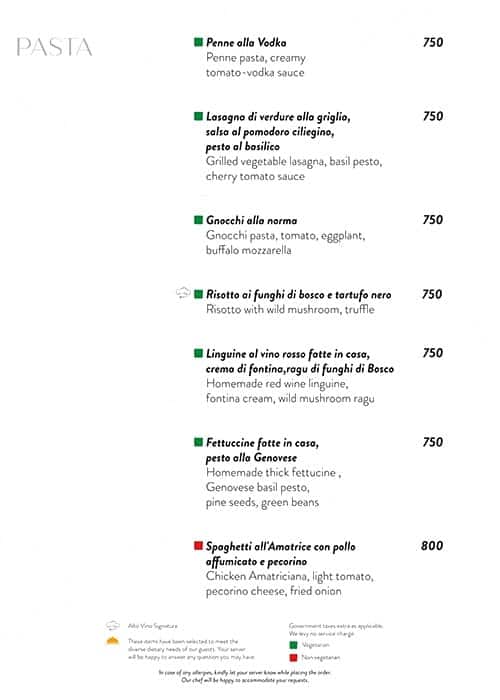 Menu at Alto Vino - JW Marriott Pune, Pune