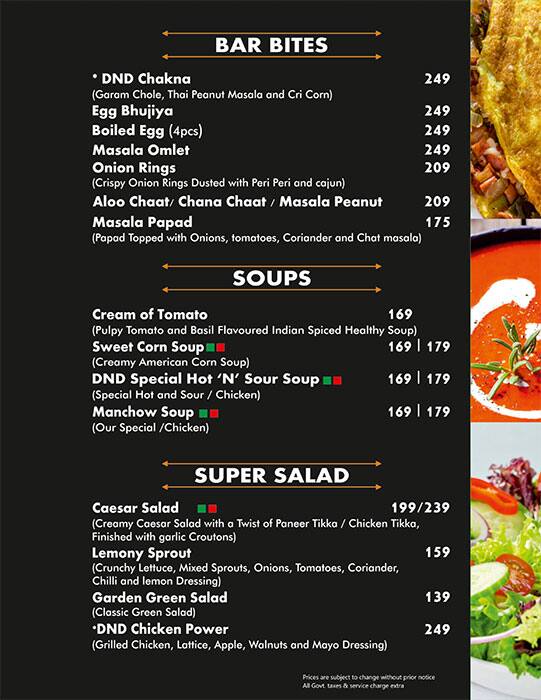 Menu of DnD, Sector 6, Dwarka, New Delhi