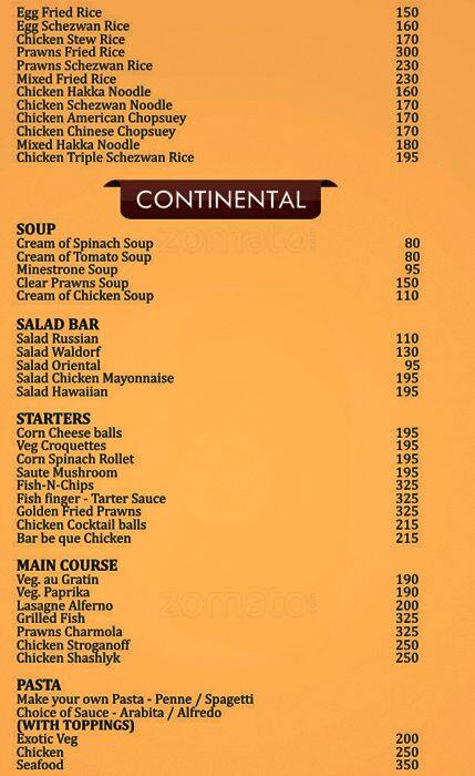 Menu at Supreme Spice - Renaissance Federation Club, Mumbai