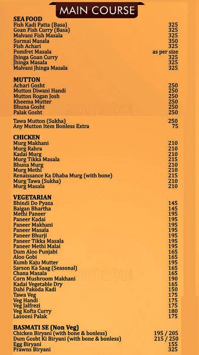 Menu at Supreme Spice - Renaissance Federation Club, Mumbai