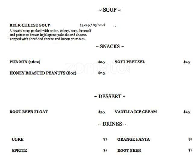 Menu at Middleton Brewing pub & bar, Everett