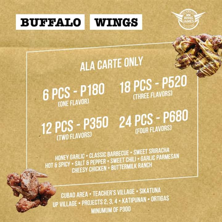 Menu at Wing It, Quezon City