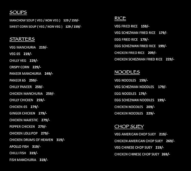 Menu at Nom Nom, Hyderabad