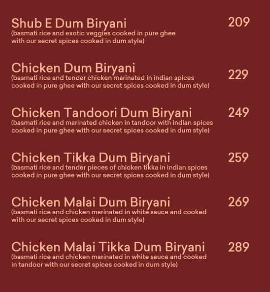 Menu of Biryani Shop, Kamothe, Navi Mumbai