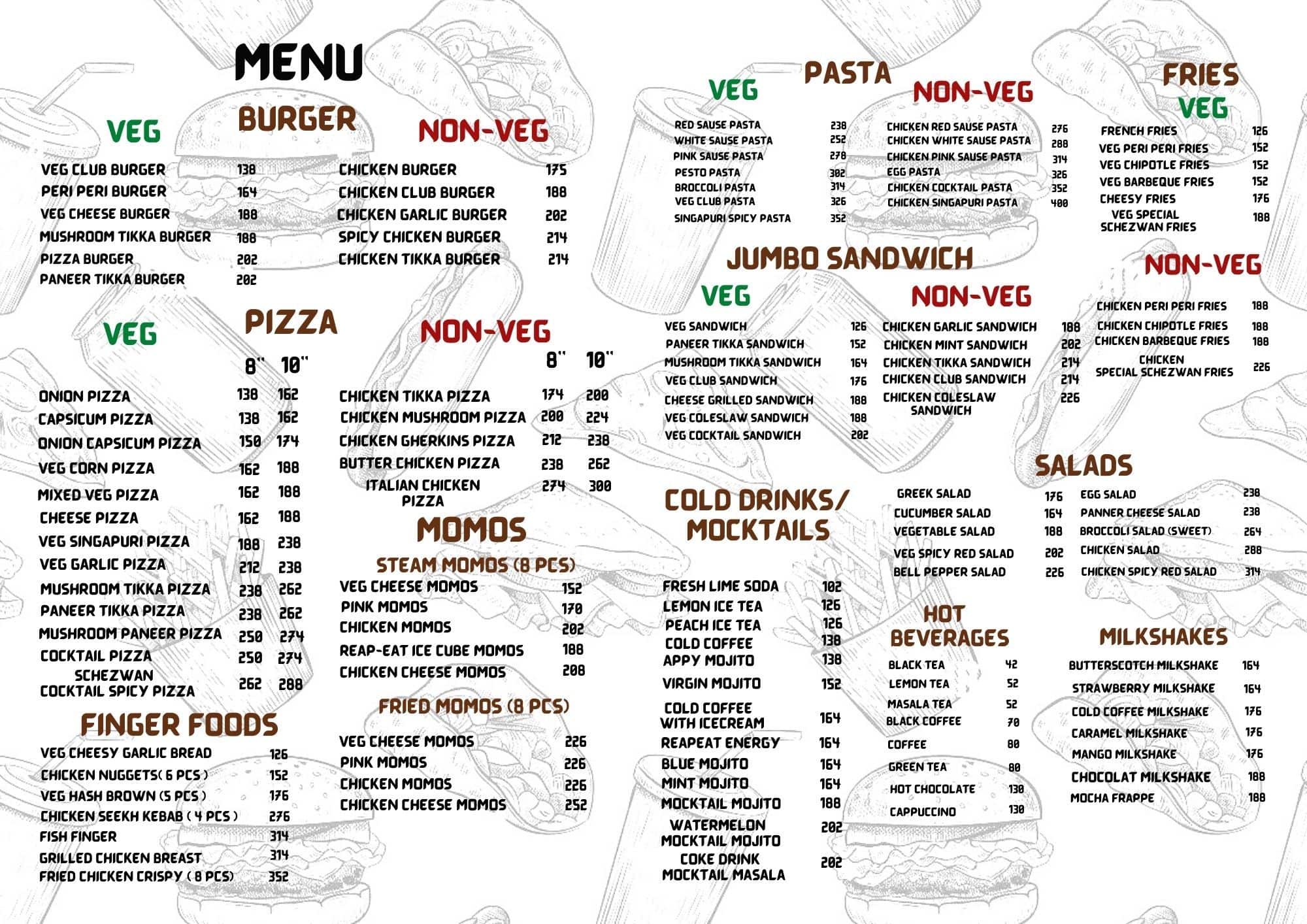 Menu of Reap Eat, Dadar West, Mumbai