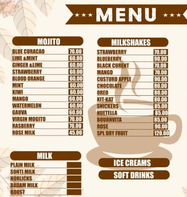 Menu of First Sip Coffee Shop, Shamshabad, Hyderabad