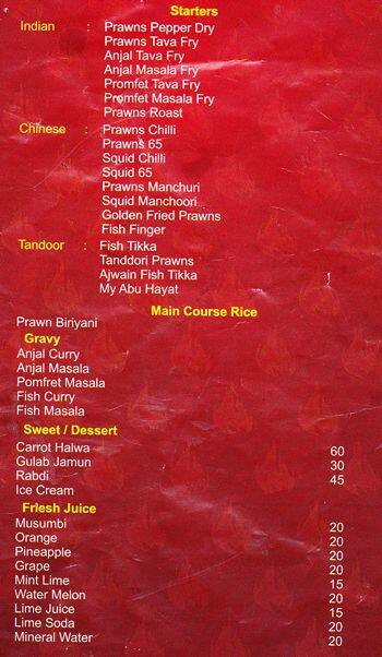 Menu at Oven Fresh, Mangaluru, Light House Hill Rd