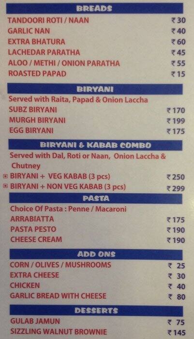 Menu at Bombay blue, Bengaluru, 21