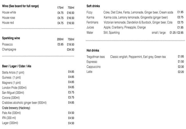 Menu at Sutton and Sons fast food, London, 90 Stoke Newington High St