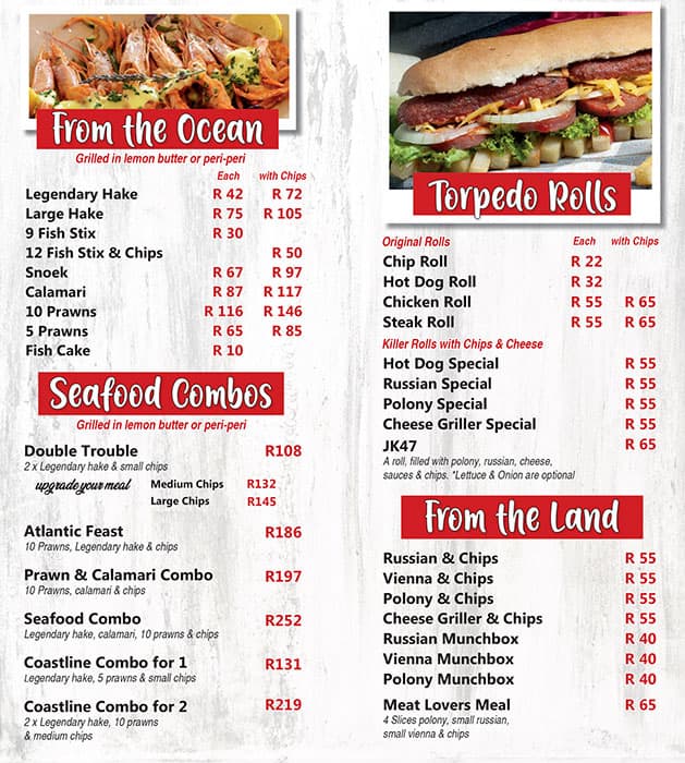 Menu at Jimmy's Killer Fish & Chips restaurant, Lenasia, Lenasia