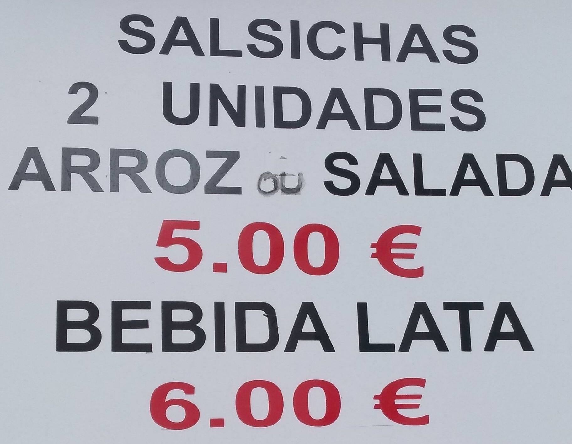 Menu at A Gata, Lisbon