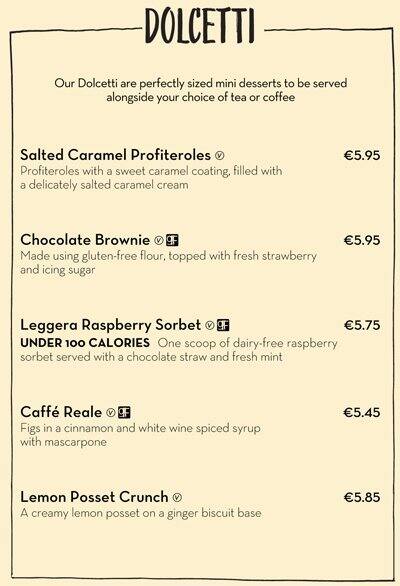 Menu at Milano restaurant, Dublin, & First Floor