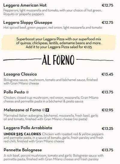 Menu at Milano restaurant, Dublin, & First Floor