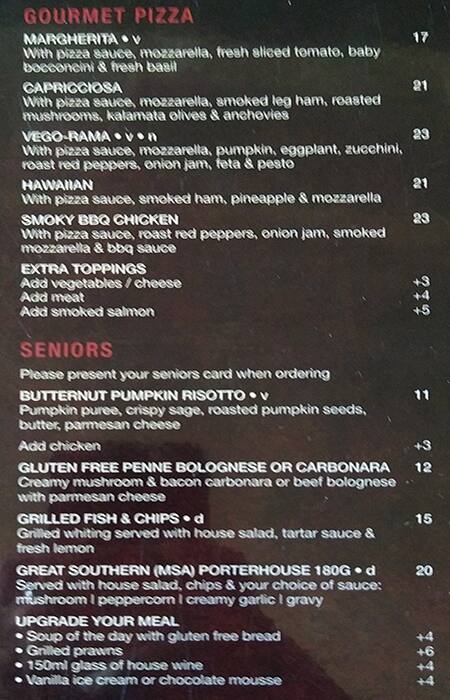 Menu at Zagamis restaurant, Reservoir