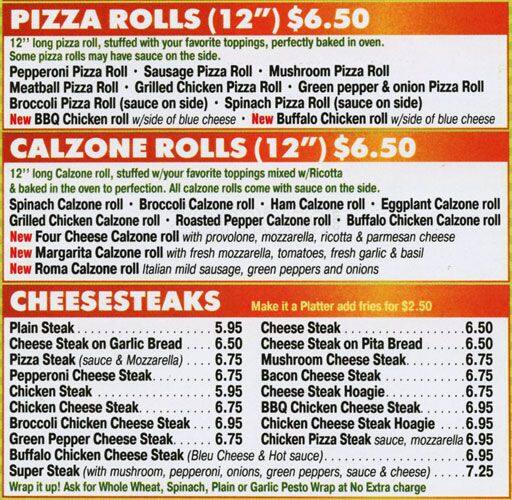 Menu at Big Daddy Pizza pizzeria, Philadelphia