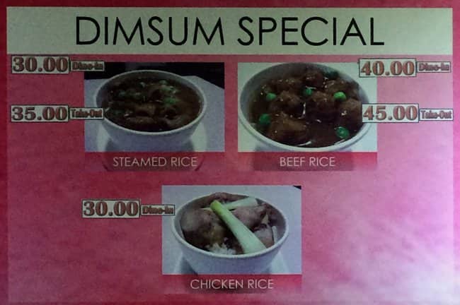 Menu at Braddex restaurant, Cebu City, Katipunan St