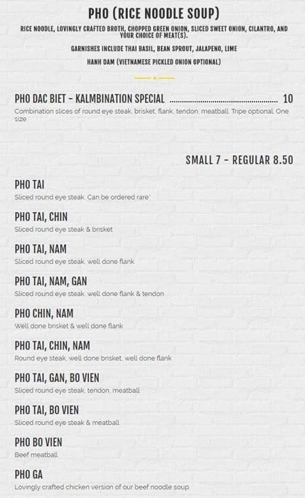 Menu at KALM Bistro restaurant, Gray