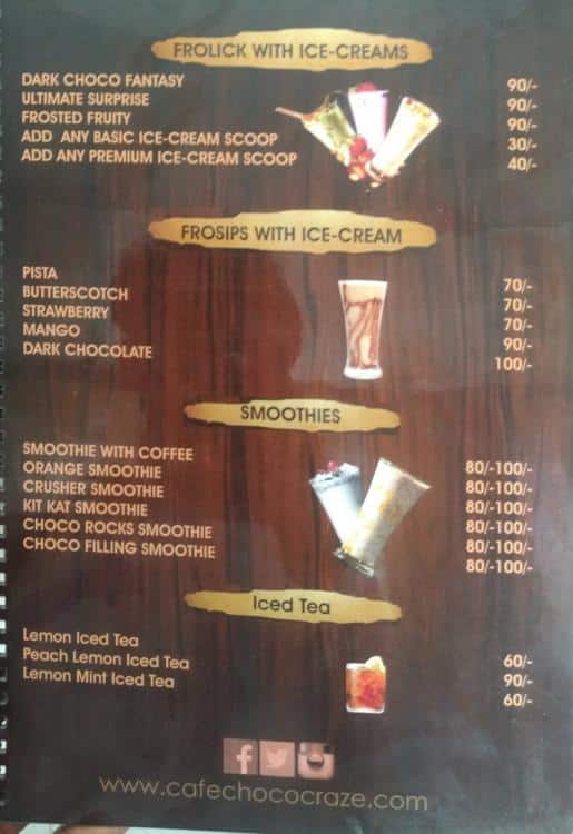 Cafe Choco Craze Menu, Menu for Cafe Choco Craze, Thaltej, Ahmedabad ...