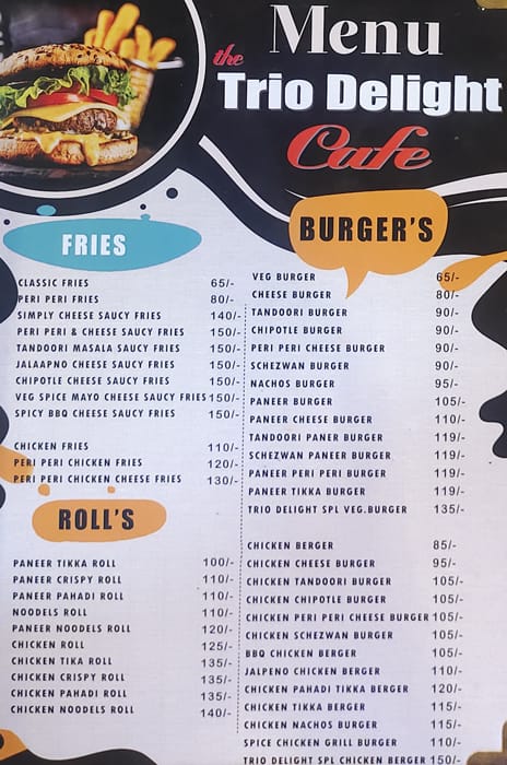 Menu at The trio delight cafe, Navi Mumbai