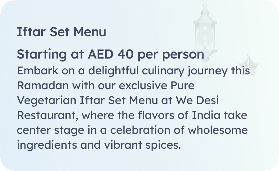 Menu of We Desi, Al Karama, Dubai