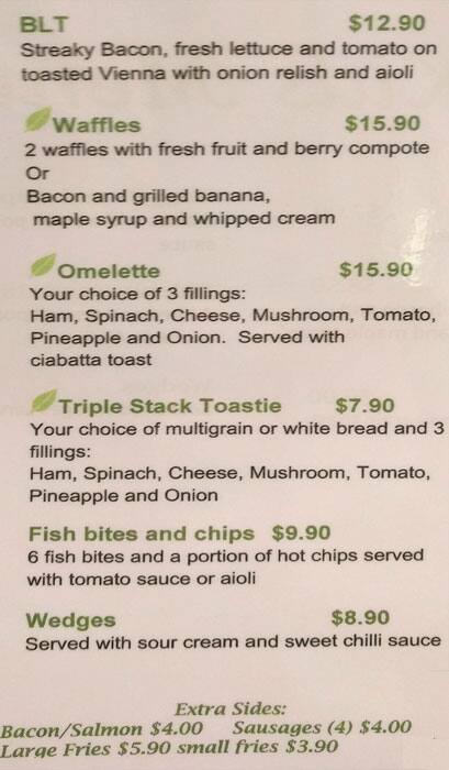Menu at Lime Tree Cafe, Auckland, 730 Whitford Rd