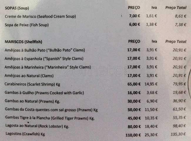Monte Mar Menu, Menu de Monte Mar, Guincho, Lisboa - Zomato Portugal