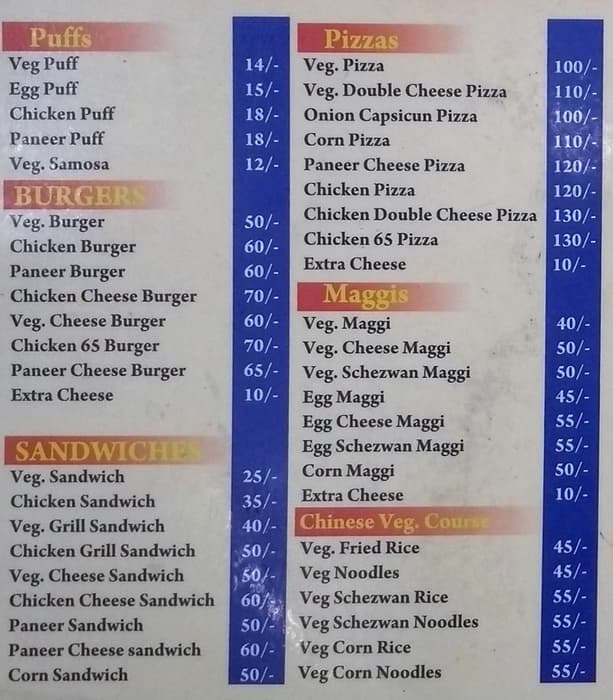 Menu at Tipsy Topsy Bakers, Hyderabad, Plot no 279