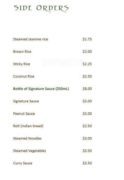 Menu at Banyan Tree Restaurant, Kent