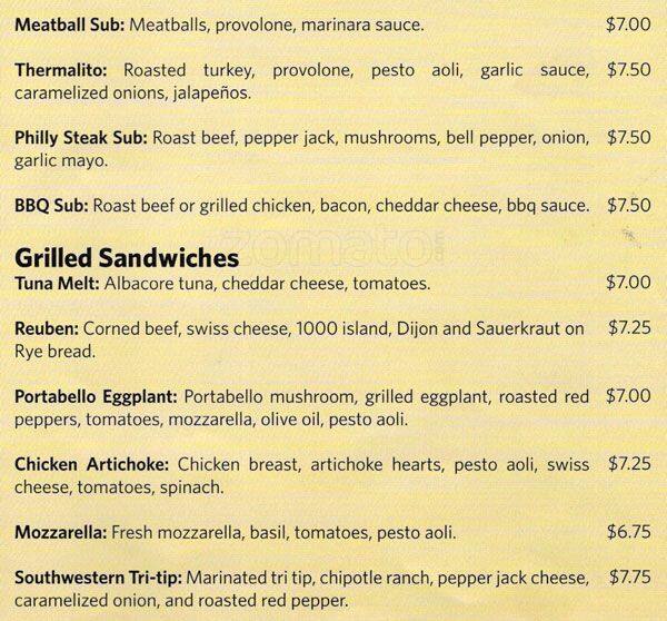 Menu at Le Gourmet cafe, Brisbane