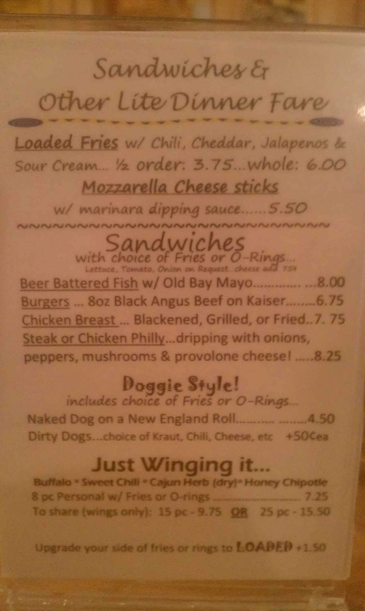 Menu at Cypress Cafe, Tequesta