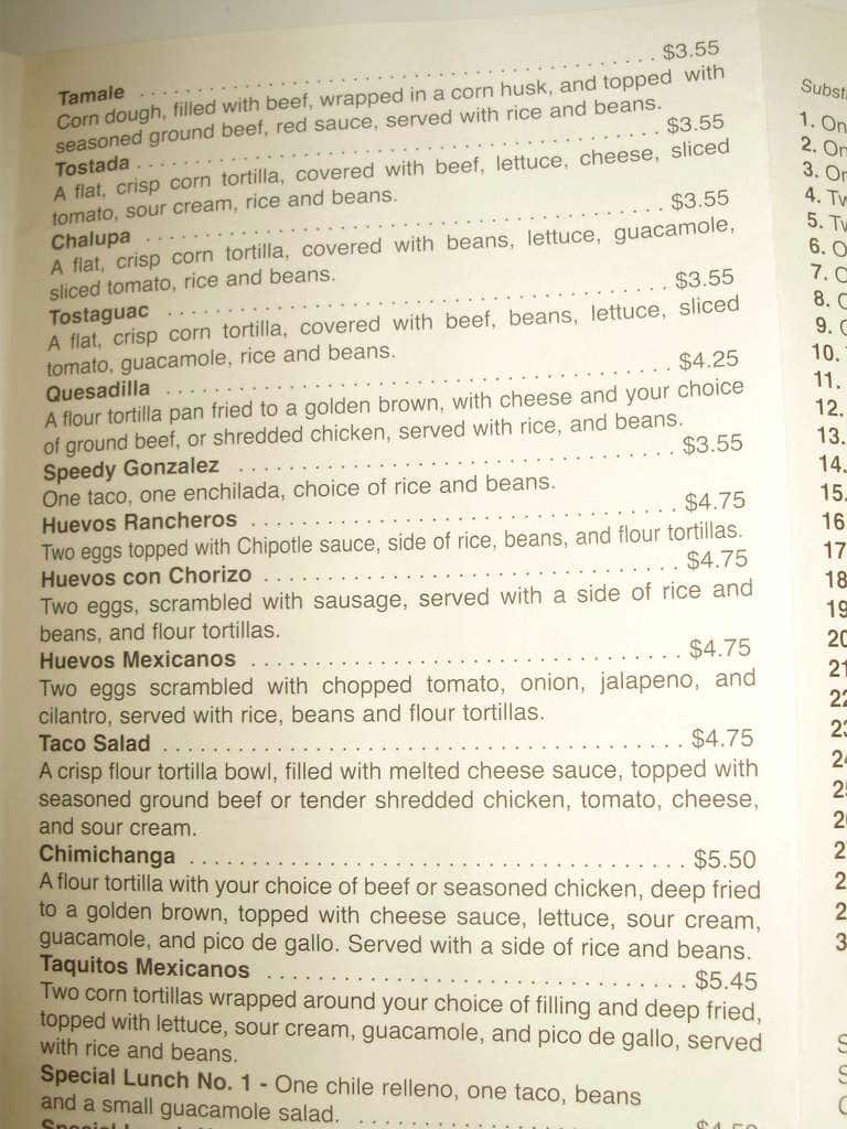 Menu at La Villa Mexican Restaurant, Mena