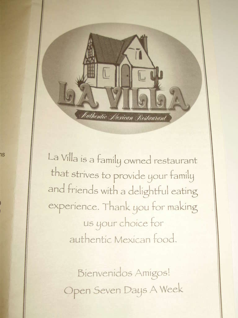 Menu at La Villa Mexican Restaurant, Mena