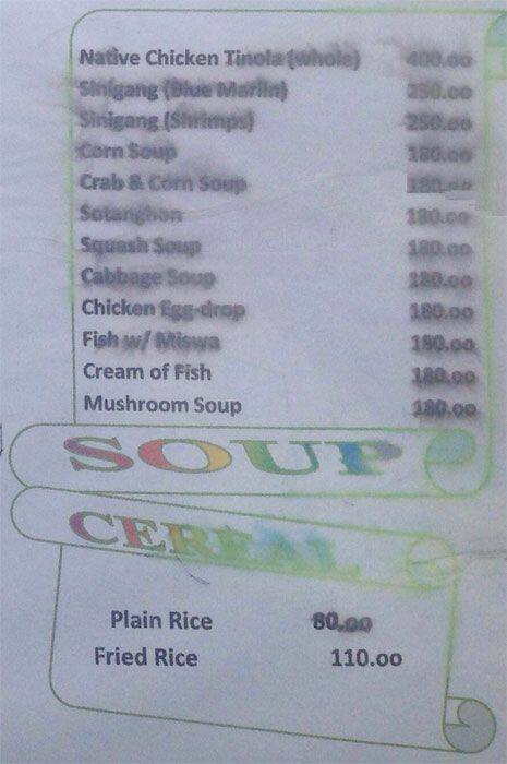 Menu at Hidden Valley Restaurant, Toledo City
