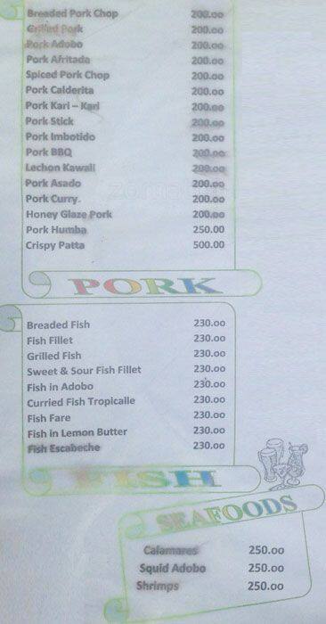 Menu at Hidden Valley Restaurant, Toledo City