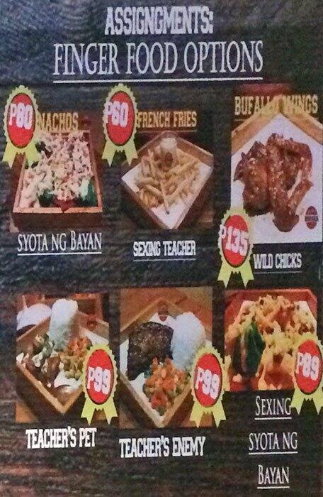 Menu at University Burger, Makati