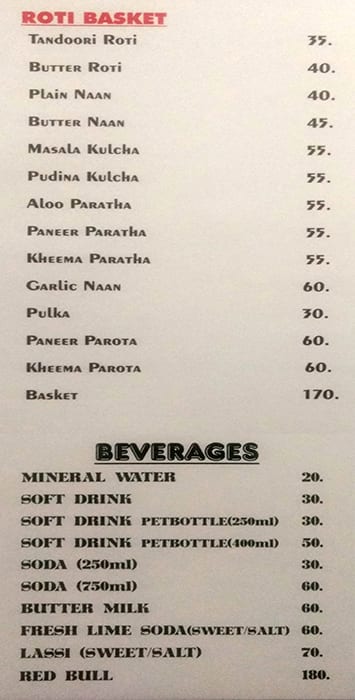 Menu at Ccd, Hyderabad, 5A