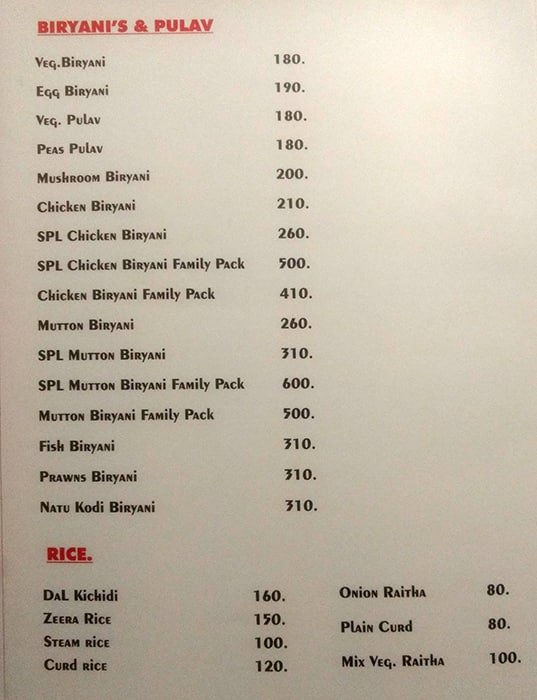 Menu at Ccd, Hyderabad, 5A