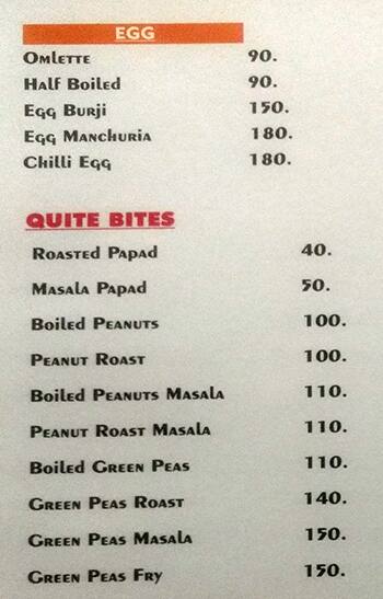 Menu at Ccd, Hyderabad, 5A