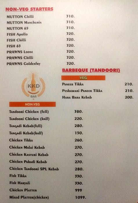 Menu at Ccd, Hyderabad, 5A