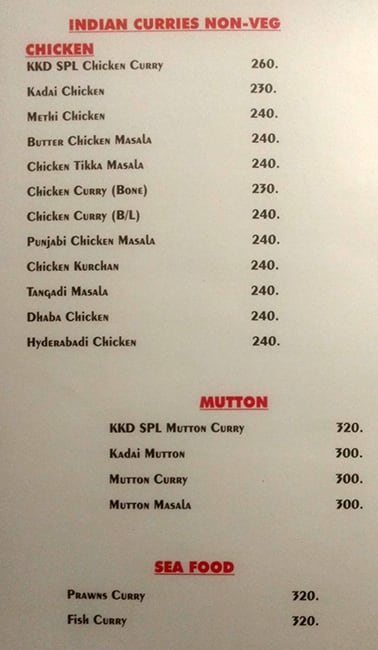 Menu at Ccd, Hyderabad, 5A