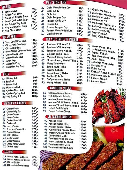 Kitchen 6 Menu, Menu for Kitchen 6, Yelahanka, Bangalore - Zomato