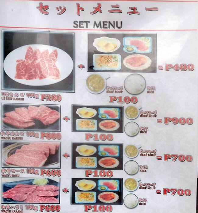 Menu at Keitaro Nabe restaurant, Quezon City