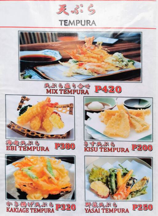 Menu at Keitaro Nabe restaurant, Quezon City